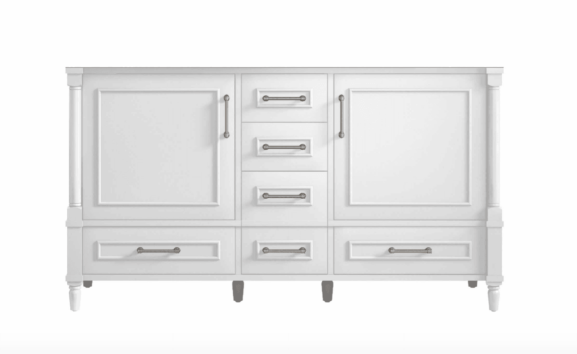 Atlanta 59.5 inch Double Bathroom Vanity in White- Cabinet Only
